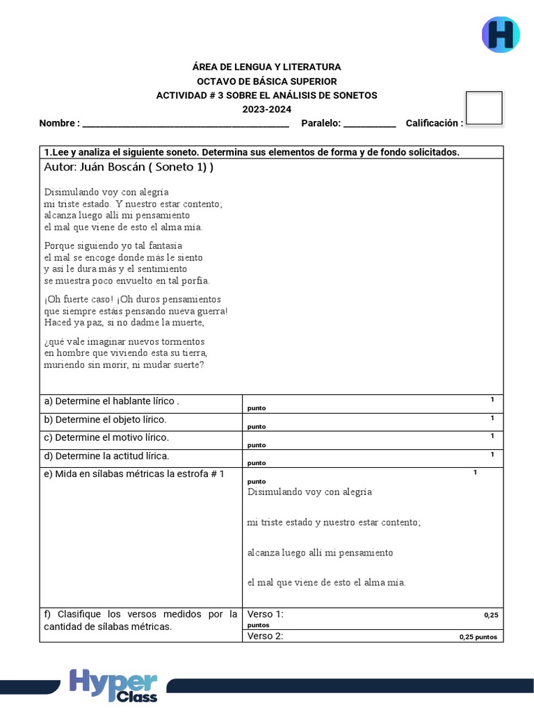Actividad Práctica 3 Sobre El Soneto | PDF