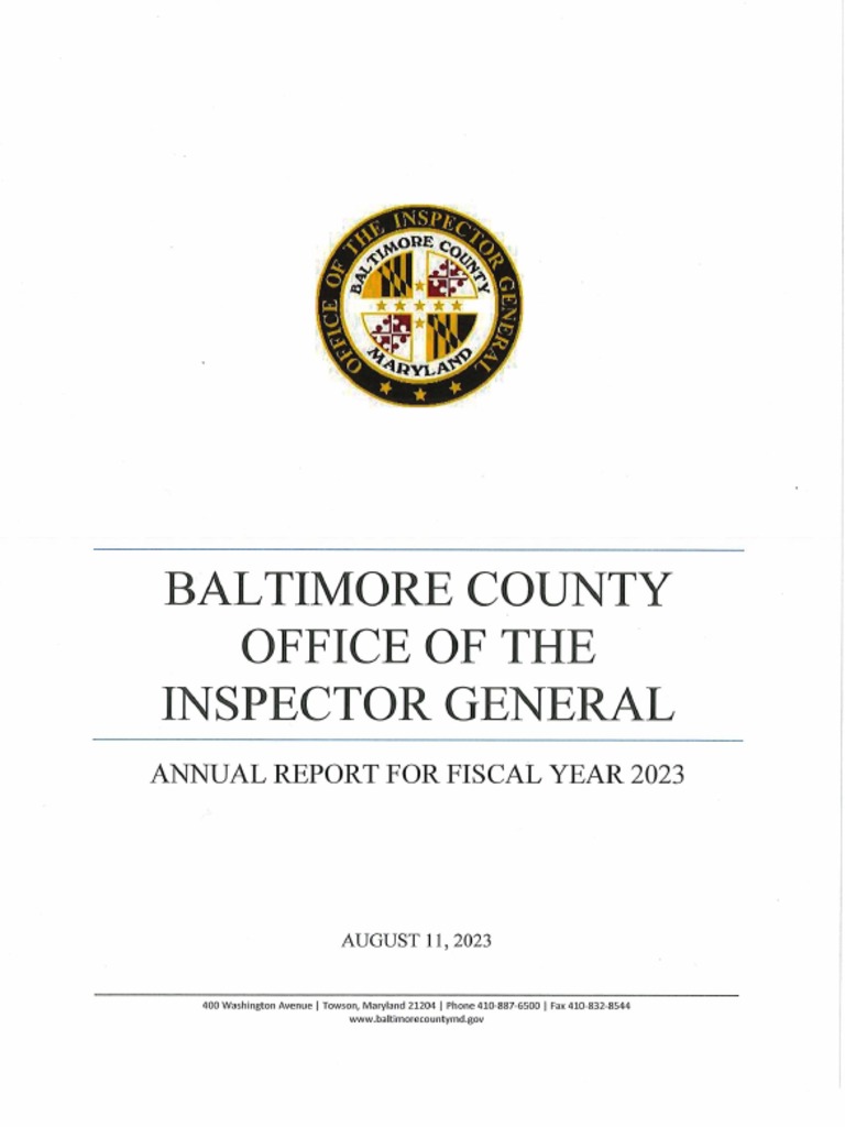 Baltimore County Office of The Inspector General - Annual Report 2023 | PDF