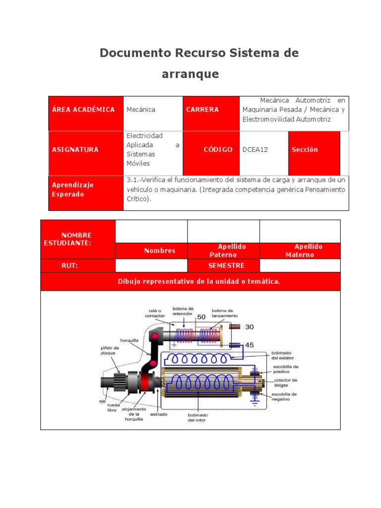 Documento Recurso Sistema de Arranque | PDF | Engranaje | Inductor