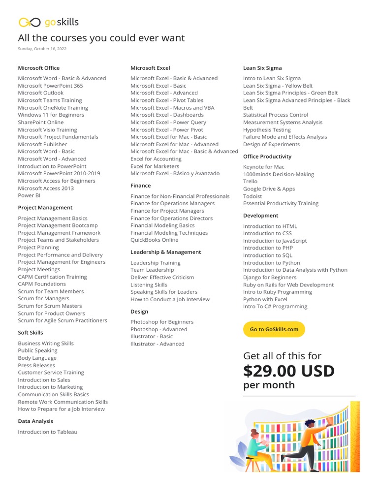 GoSkills Courses | PDF
