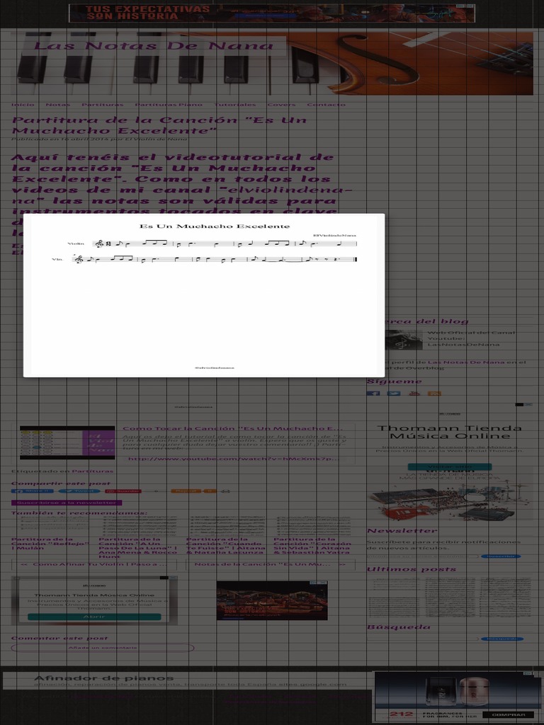 Partitura de La Canción Es Un Muchacho Excelente - Las Notas de Nana | PDF