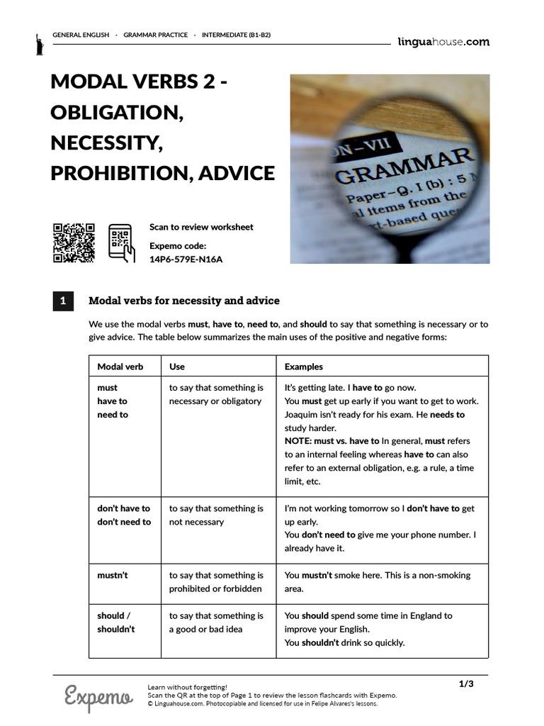 Modals Obligation | PDF | Language Mechanics | Grammar