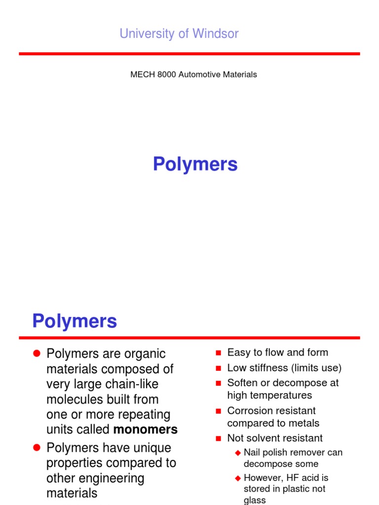 Overview of Polymers in Automotive Materials | PDF