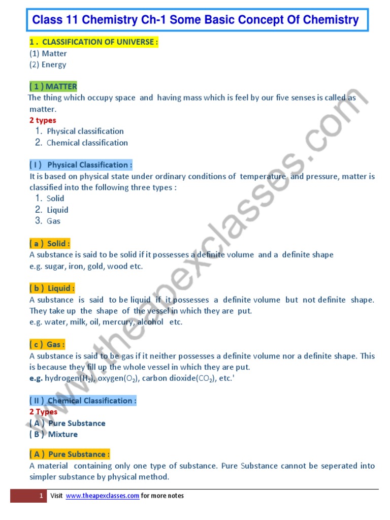 Class 11 Chemistry Ch1 1 | PDF | Teaching Methods & Materials