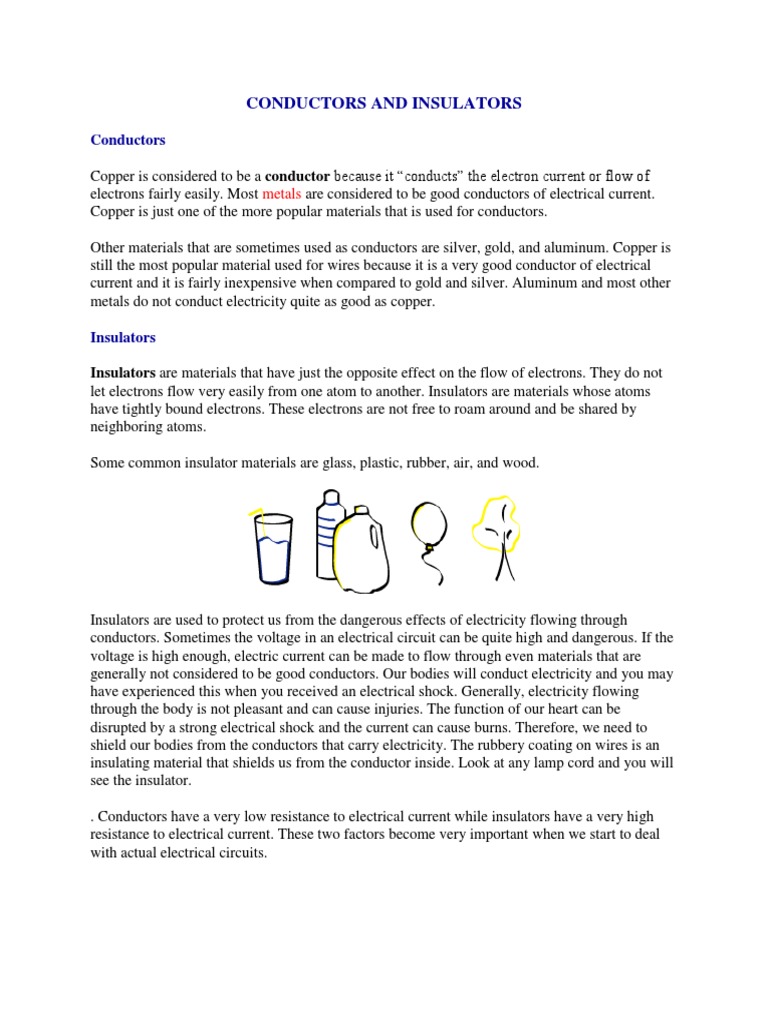 Conductors And Insulators Lecture Pdf Electrical Conductor
