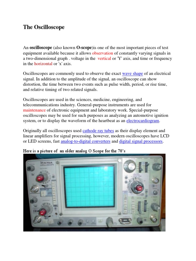 Understanding Oscilloscope Functionality | PDF | Electrical Engineering | Electricity