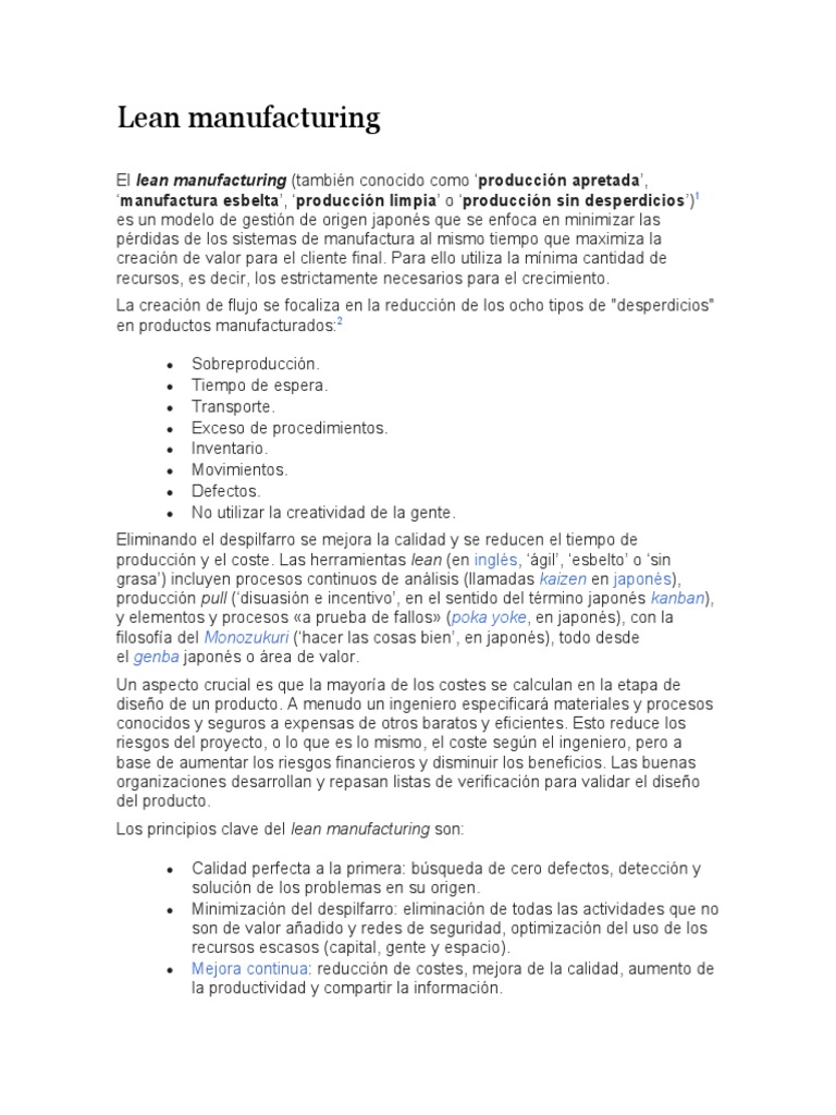 Lean Manufacturing | PDF