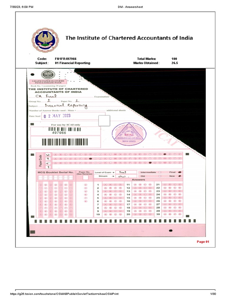 FR DM - Answersheet | PDF