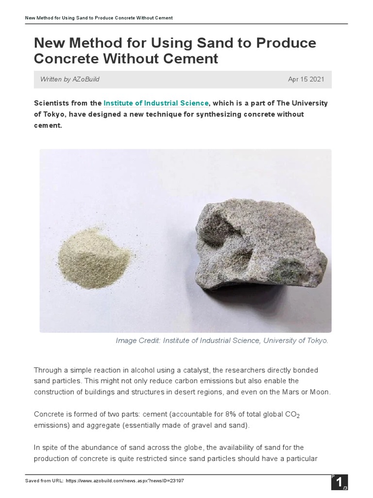 Sand-Based Concrete Without Cement | PDF | Science & Mathematics