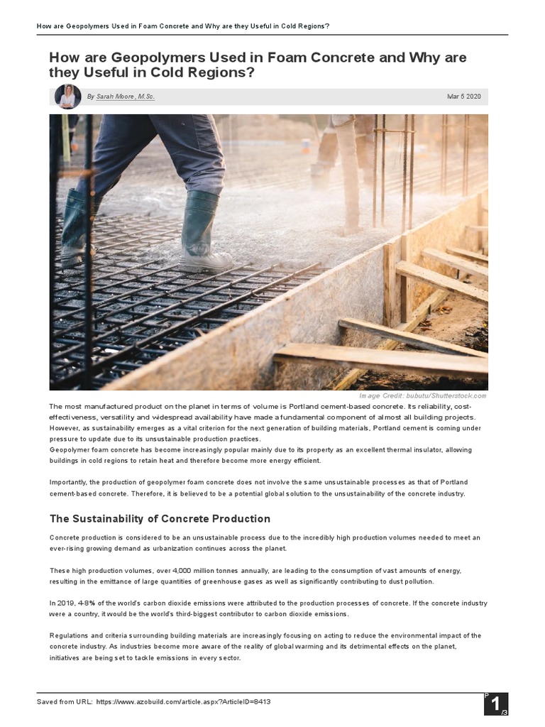 How Are Geopolymers Used in Foam Concrete and Why Are They Useful in ...