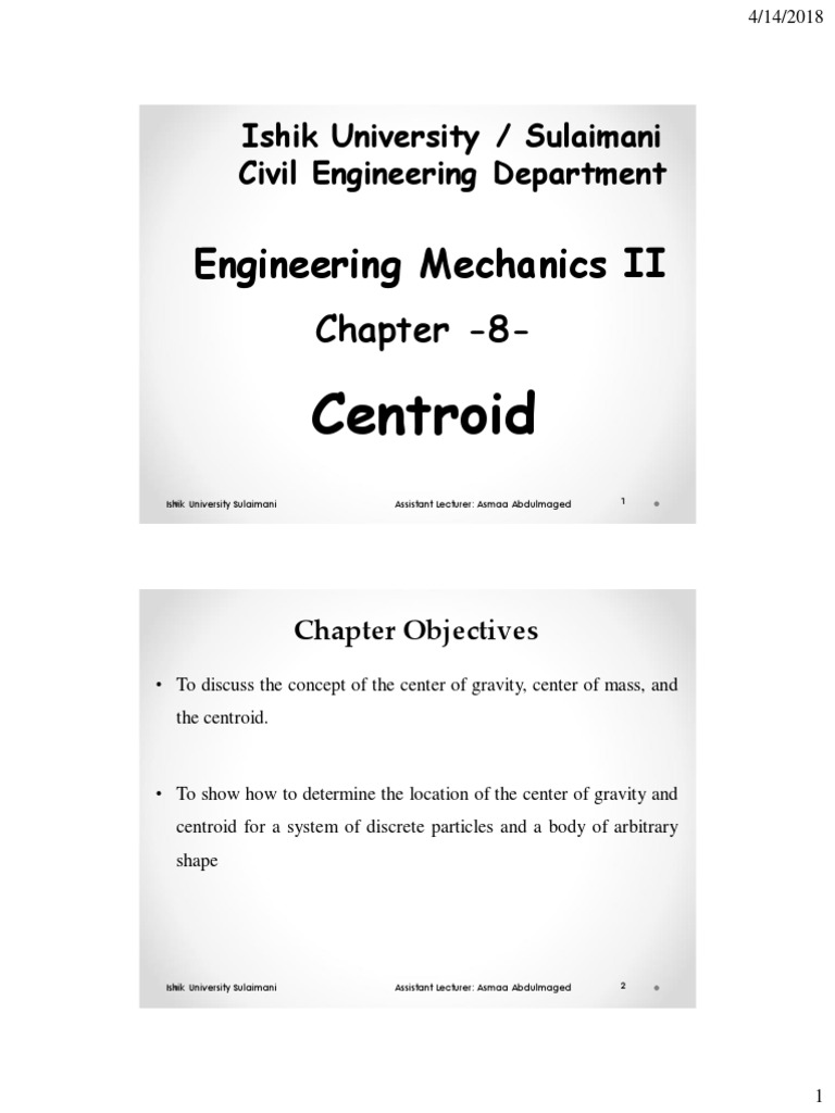 Chapter 8 Centroid | PDF | Center Of Mass | Weight