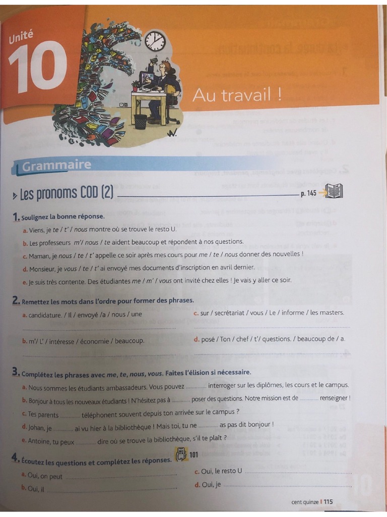 nouvel edito A1 2022 cahier d'exercices unite 10 | PDF