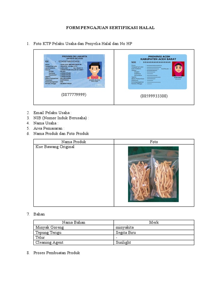 Form Pengajuan Sertifikasi Halal | PDF