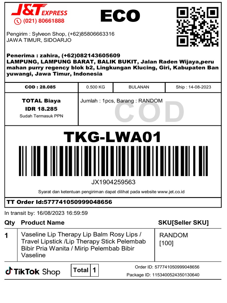 08-14 - 20-20-25 - Shipping Label+packing List | PDF