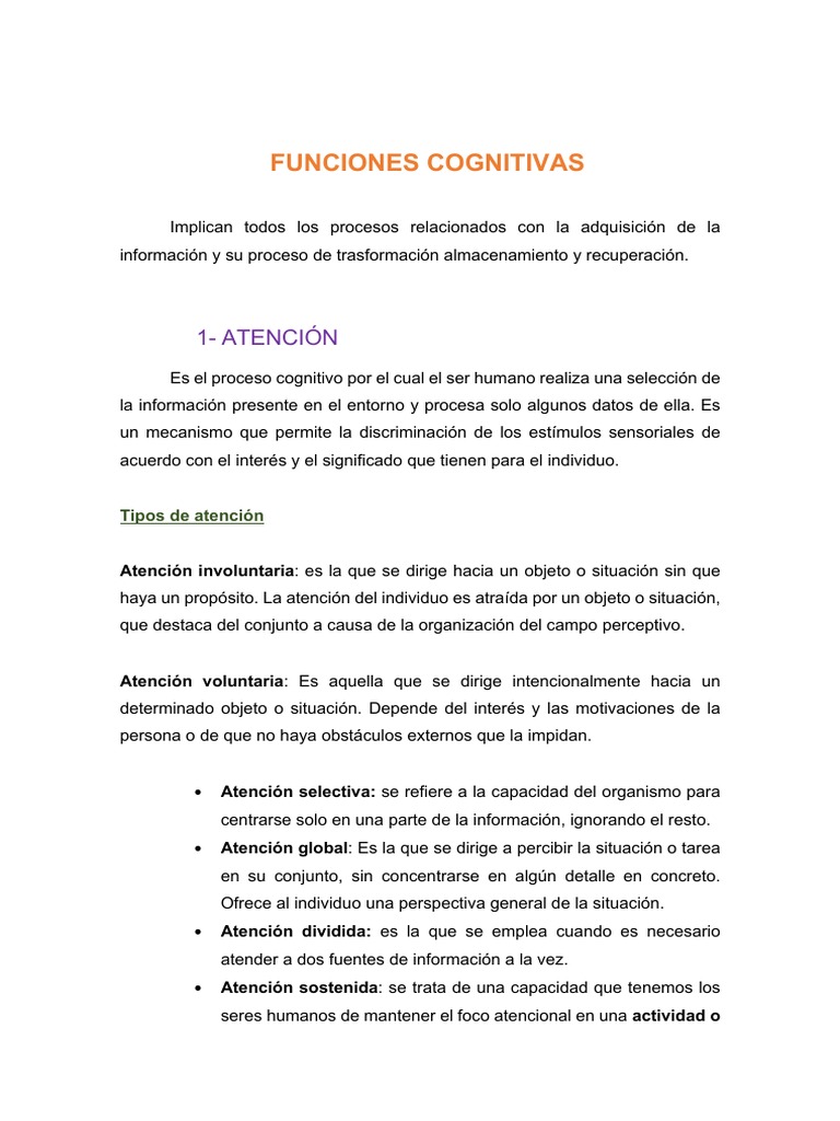 Funciones Cognitivas | PDF