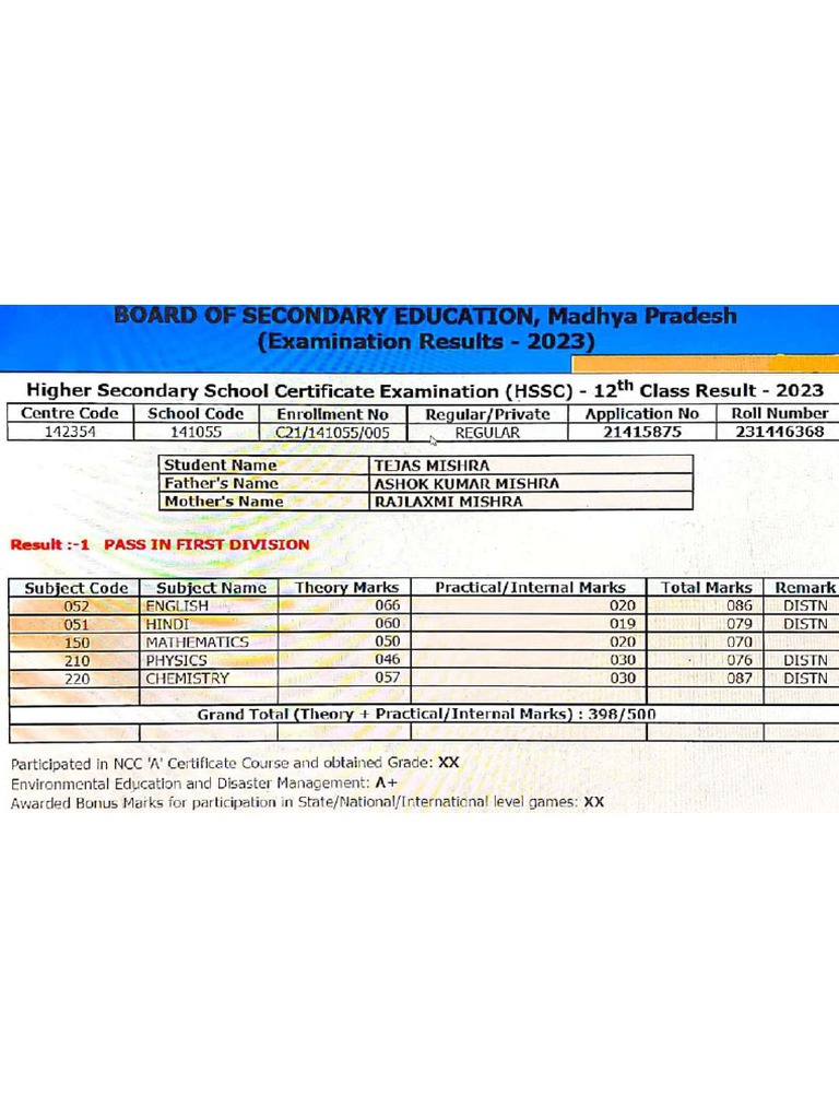 12 marksheet jpg | PDF