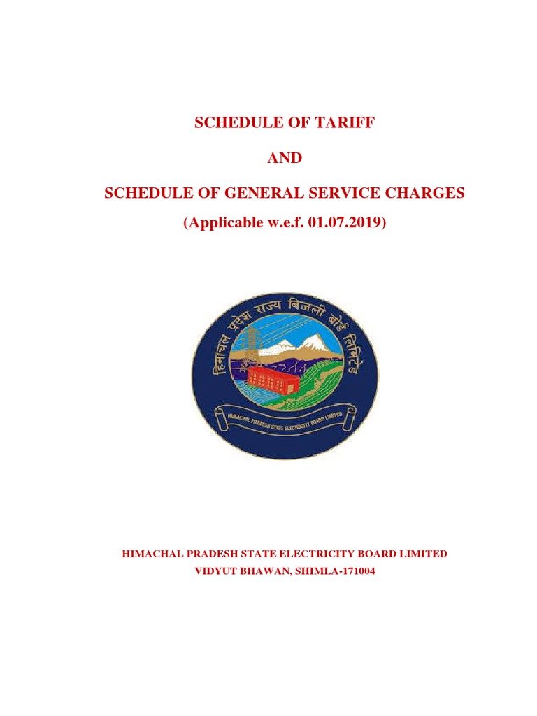 HPSEBL Tariff Schedule 2019-20 | PDF | Technology & Engineering