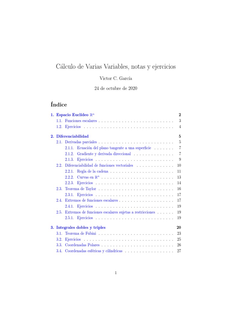 Notas Calculo de Varias Variables | Descargar gratis PDF | Función ...