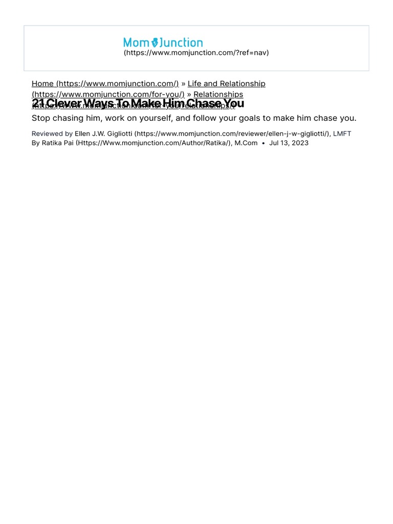 21 Ways to Make Him Chase You | PDF | Self-Improvement
