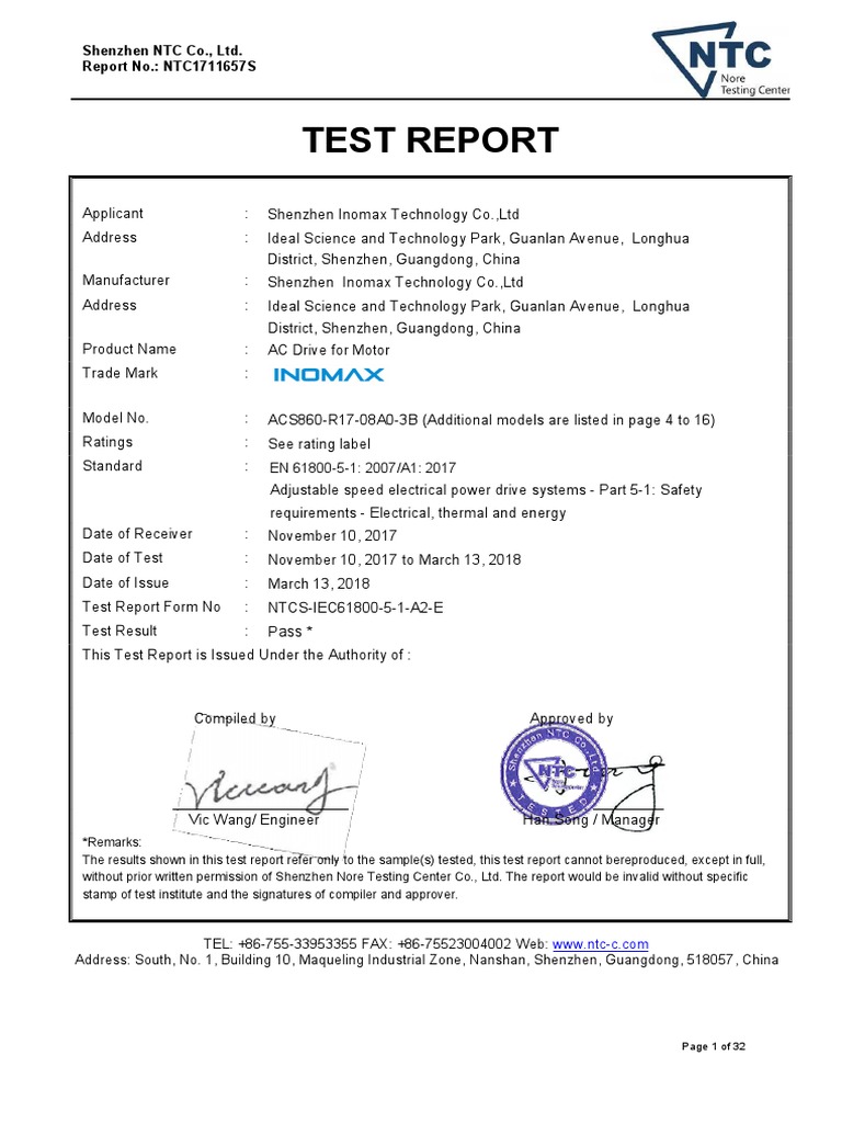 ACS Series AC Drive CE Test Report 2 | PDF