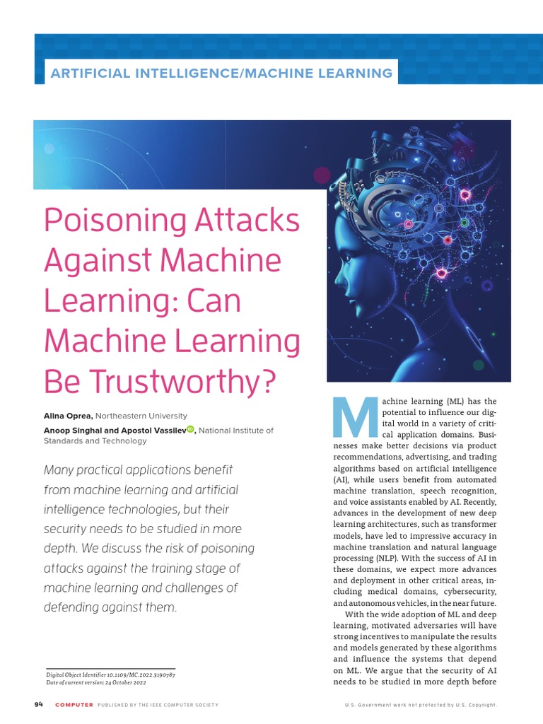 Poisoning Attacks Against Machine Learning Can Machine Learning Be Trustworthy | PDF