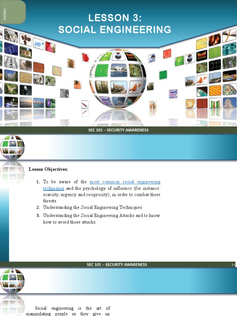 Lesson 3 Module 3 Lec - Data Security Awareness | PDF | Social Engineering (Security) | Phishing