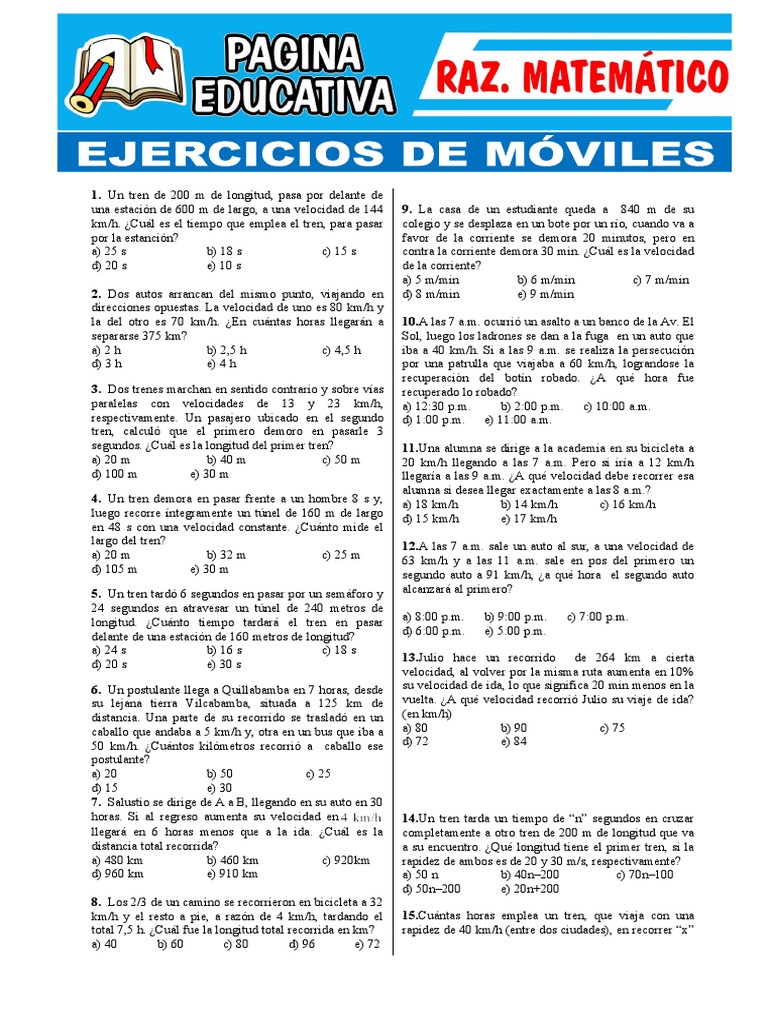 Ejercicios de Moviles Pagina Educativa | PDF | Velocidad | Tren