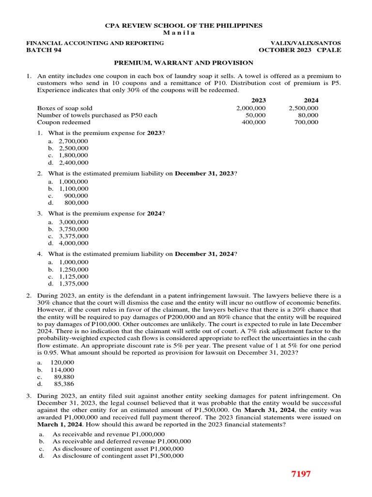 Premiums, Provisions, and Liabilities in Accounting | PDF | Insurance ...