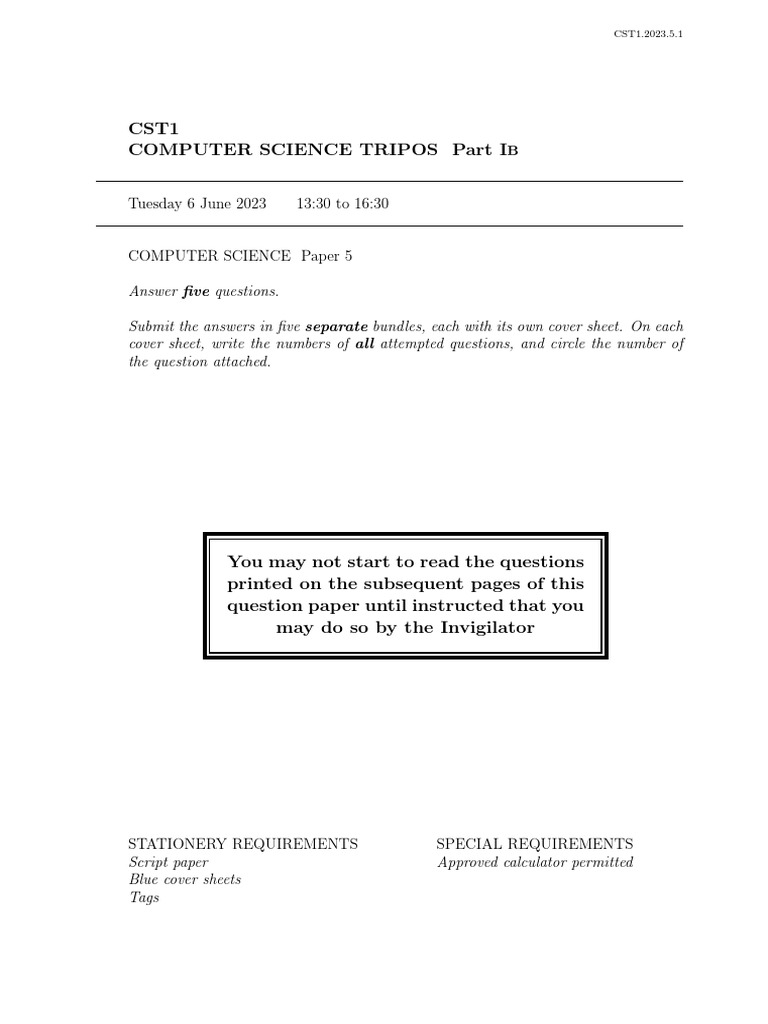 Cambridge Computer Science Tripos 2023 | PDF | Technology & Engineering