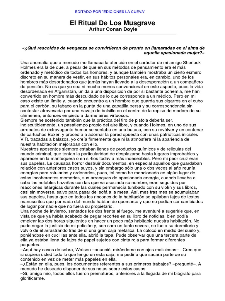 El Ritual de los Musgrave | PDF | Sherlock Holmes