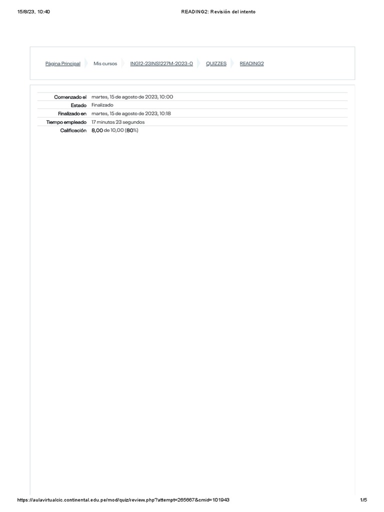 READING2 - Revisión Del Intento | PDF