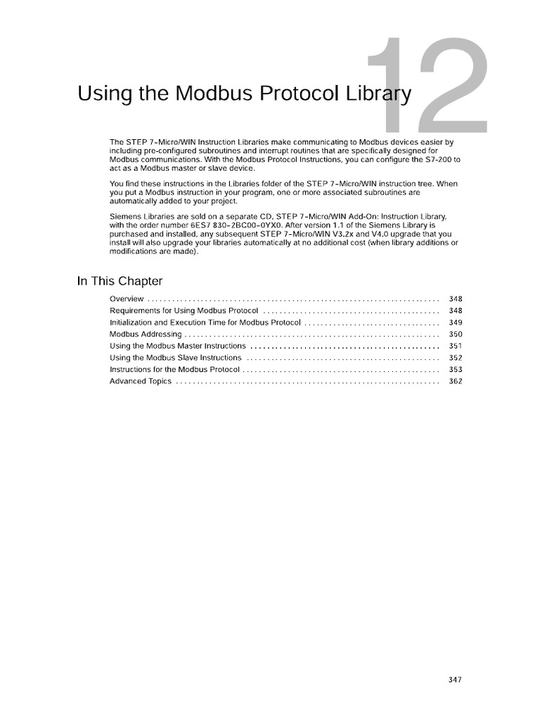 Using The Modbus Protocol Library in S7-200 | PDF