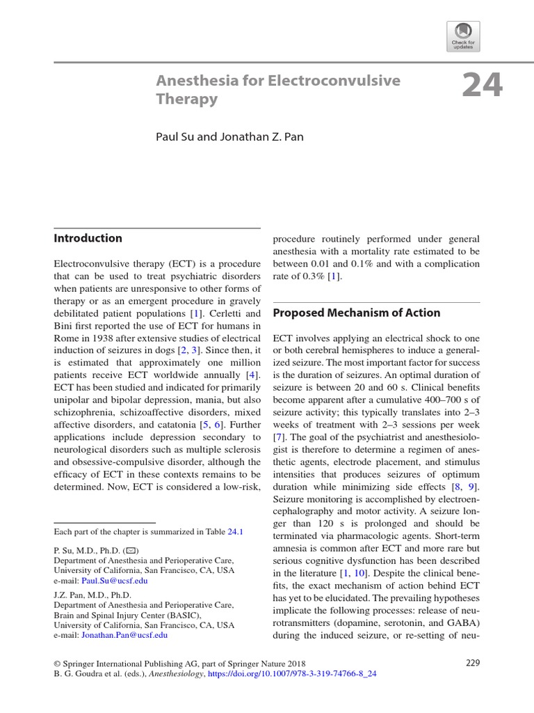 Anesthesia For ECT 2018 | PDF | Electroconvulsive Therapy | Physiology
