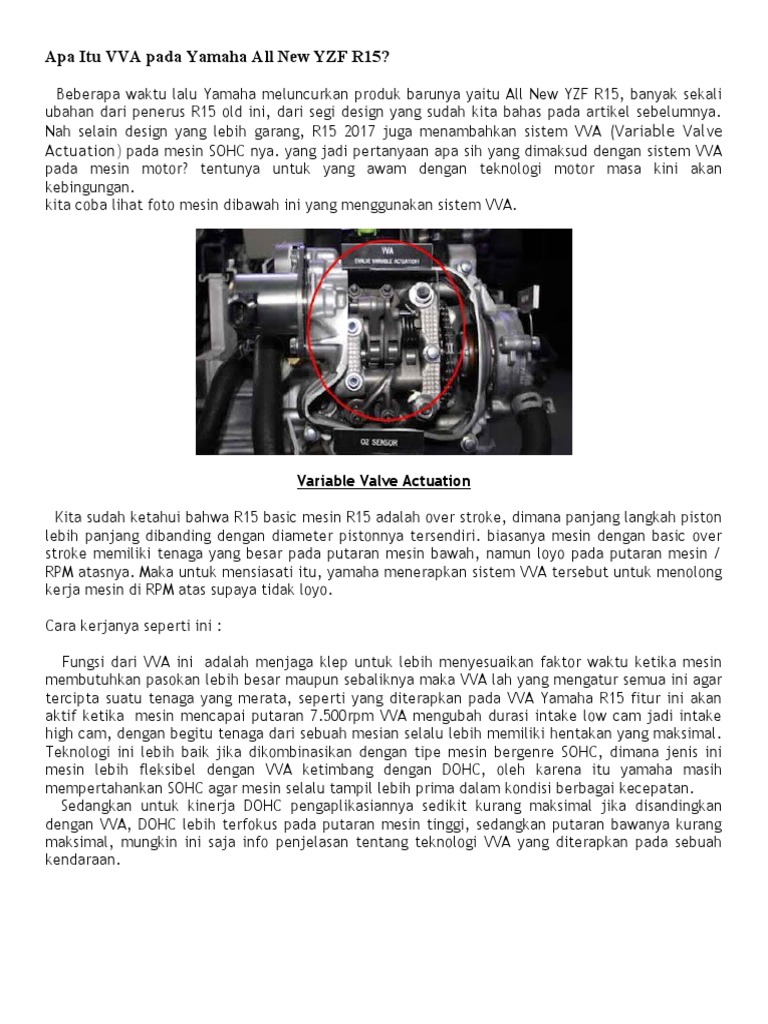 Apa Itu VVA Pada Yamaha All New YZF R15 | PDF