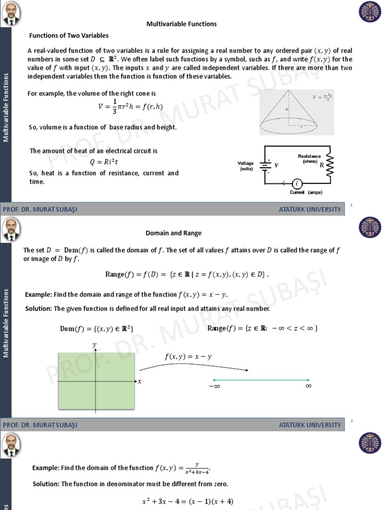 Week (Multivariable Functions) | PDF | Function (Mathematics) | Derivative