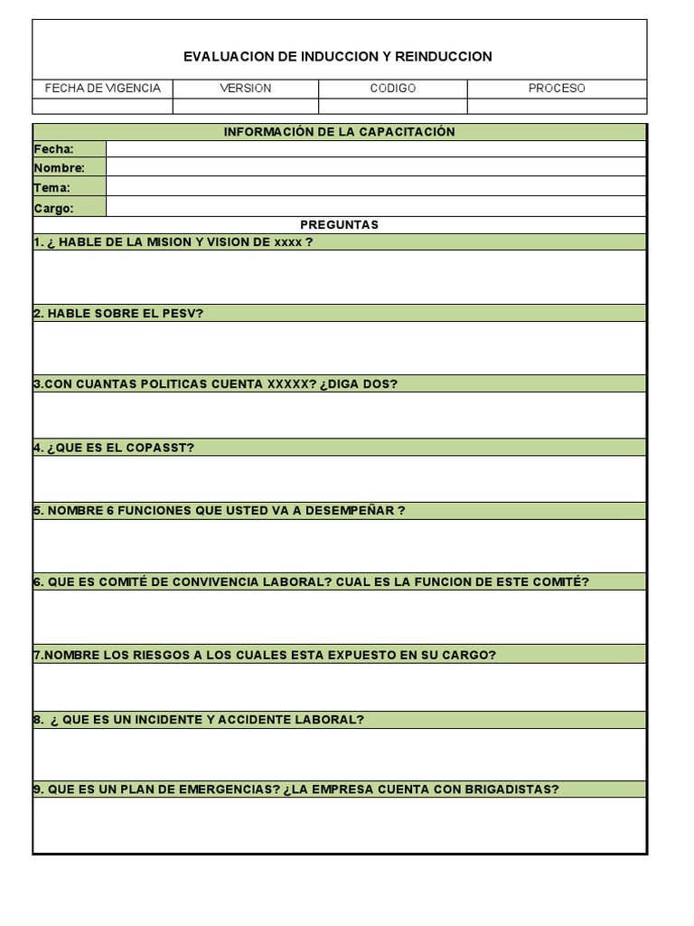GTH-FR-049 Evaluacion Induccion y Reinduccion | PDF