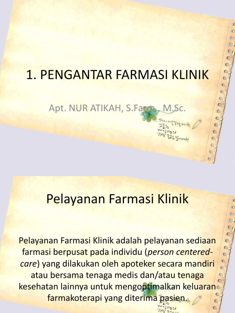 1 Pengantar Farmasi Klinik | PDF | Kesehatan Holistik