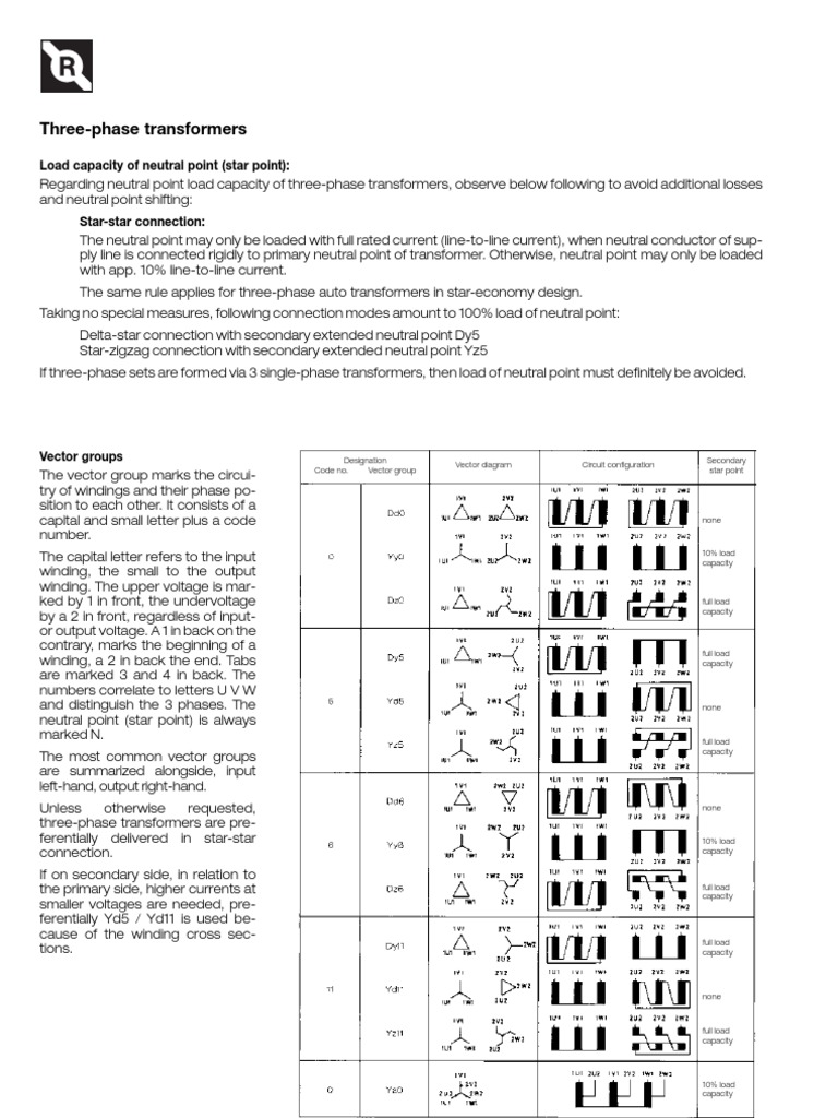 Three-Phase Transformer Vector Groups | PDF | Teaching Methods ...