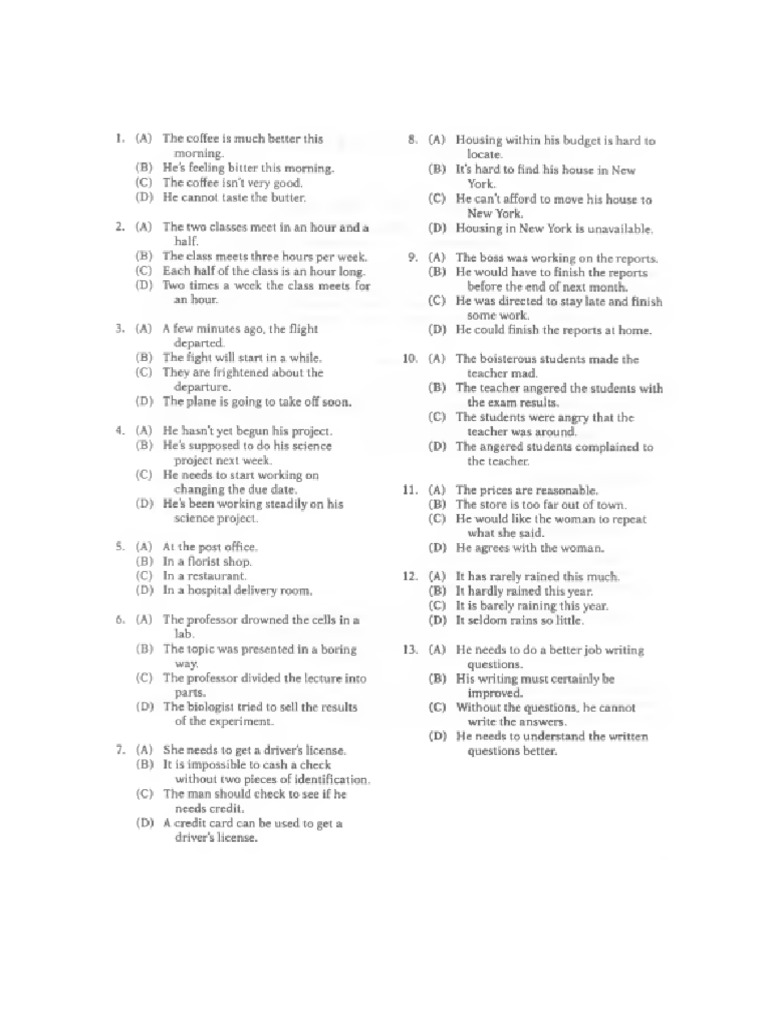 TOEFL Pre-Test 1 | PDF