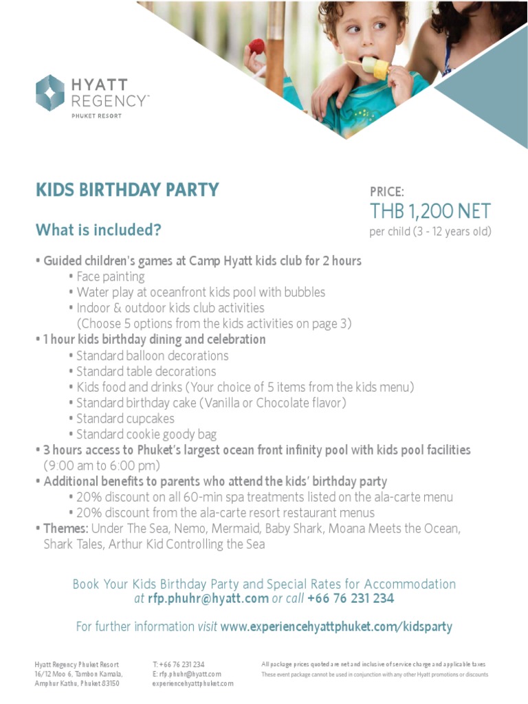 Kids Birthday Party at Hyatt Regency Phuket Resort | PDF