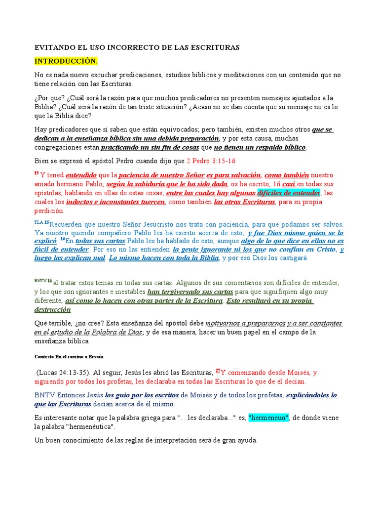 Evitando El Uso Incorrecto de Las Escrituras | PDF