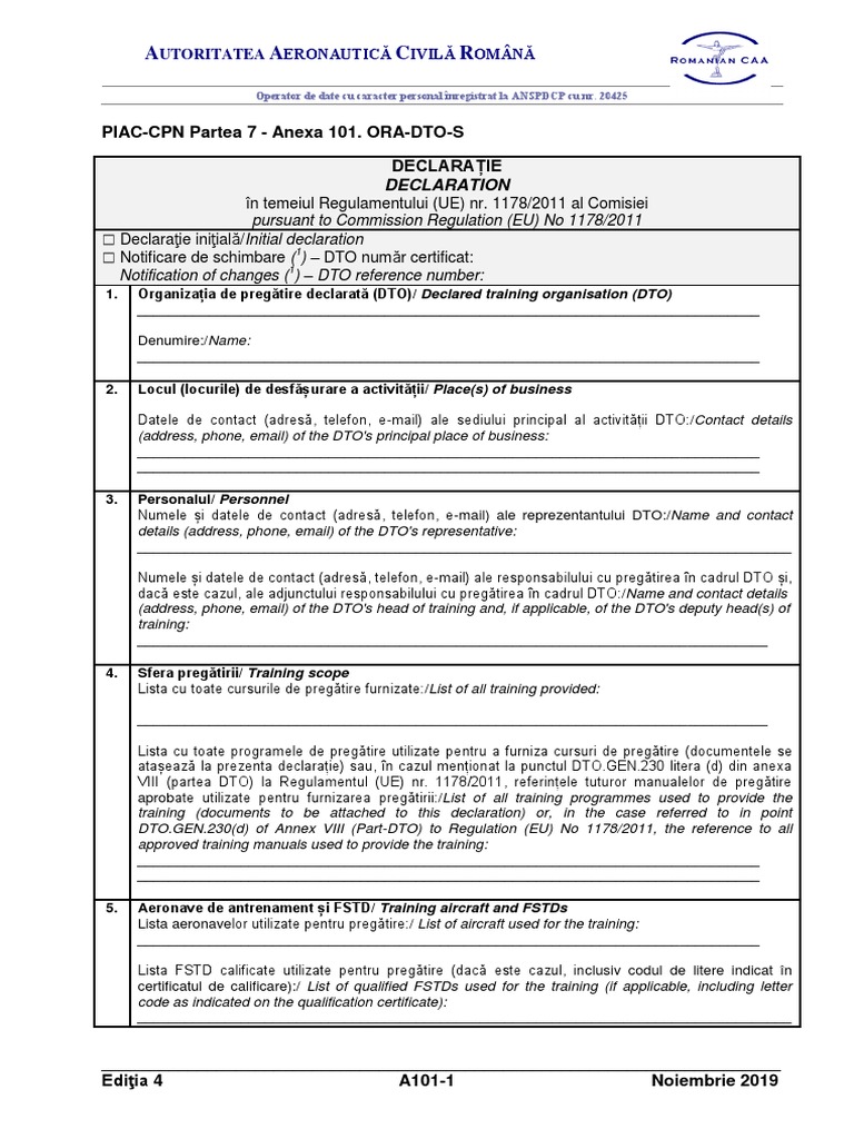 A101 - Declaratie ORA-DTO-S | PDF