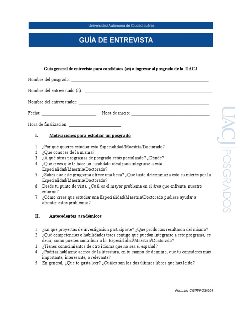 9 Formato Guia de Entrevista | PDF