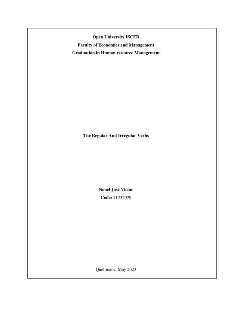 The Regular And Irregular Verbs Pdf Grammatical Tense Verb