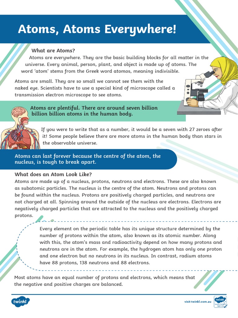 Au SC 2800 Atoms Atoms Everywhere Fact File and Worksheet - Ver - 2 | PDF