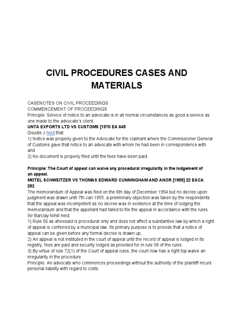Civil Procedure Case Summaries | PDF