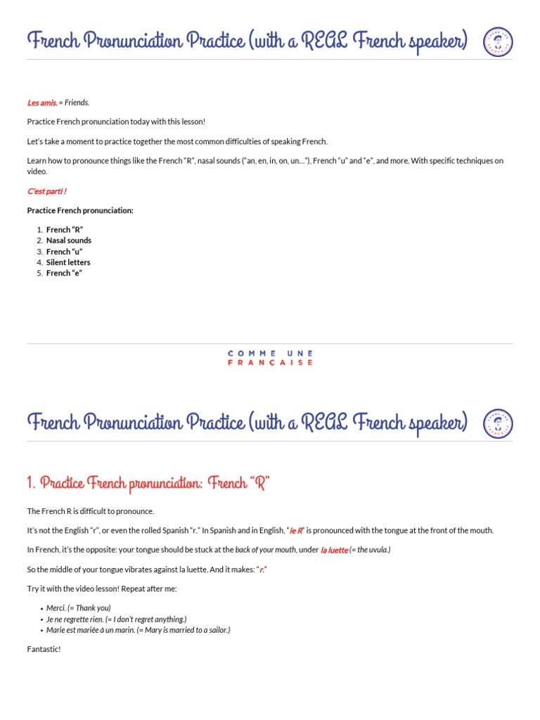 French Pronunciation Practice | Download Free PDF | Human Voice | Oral ...
