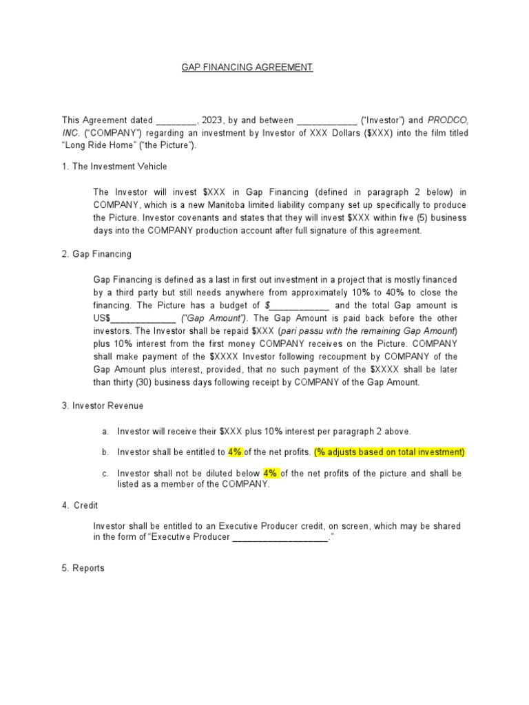 Film Investment Agreement | PDF | Business