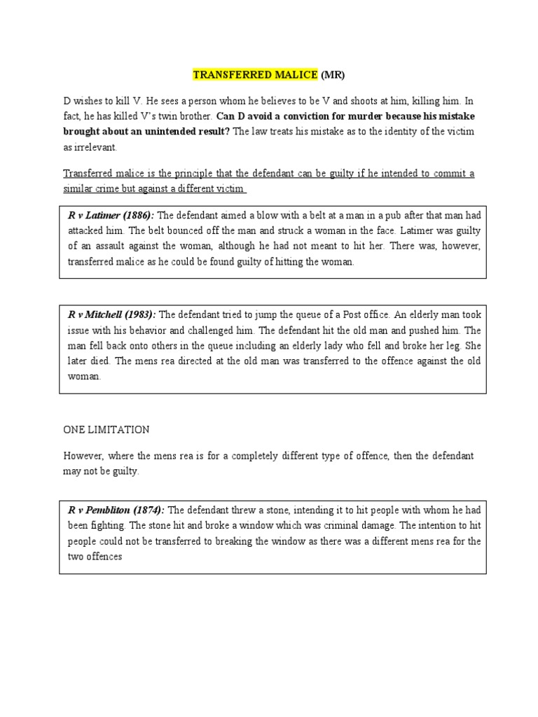 Transferred Malice | PDF