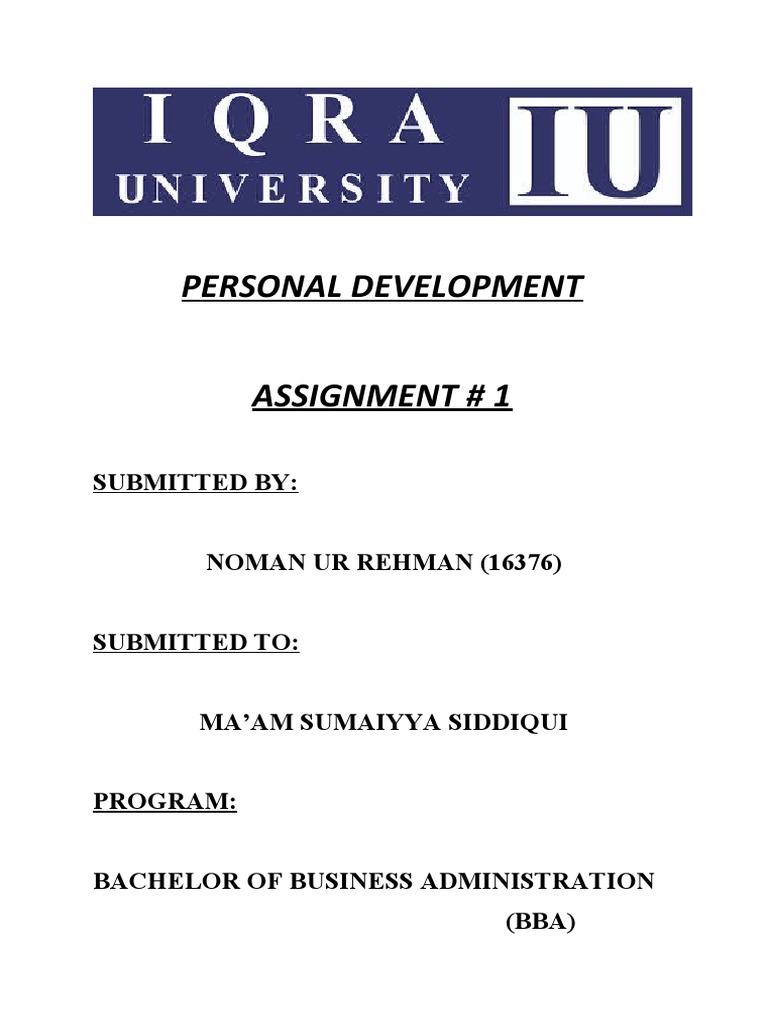 Personal Development Assignment 1 | PDF